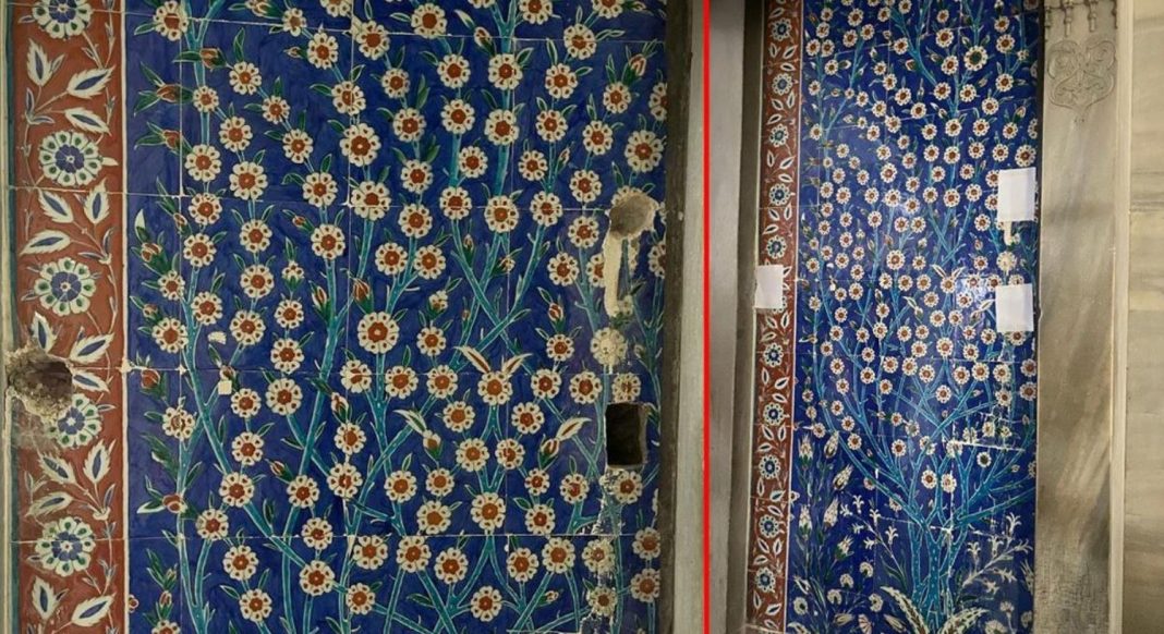 Topkapı Sarayı'nda 500 yıllık çinileri matkapla deldiler!